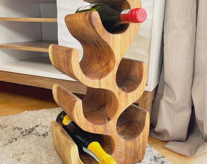 Black Walnut Wine Rack - Wall Mounted Wine Bottle Holder - Rustic Wine ...
