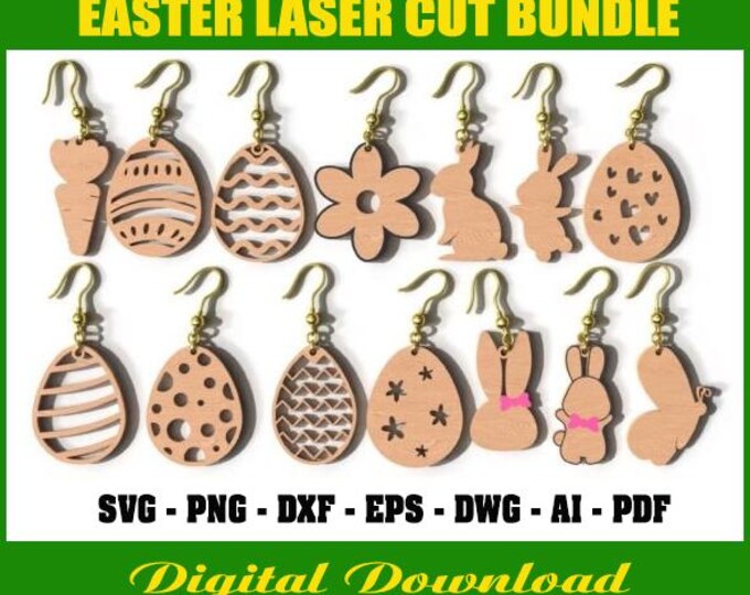 Easter Bunny Earring SVG, Earring Svg, Engraving Pattern Svg, Wood ...