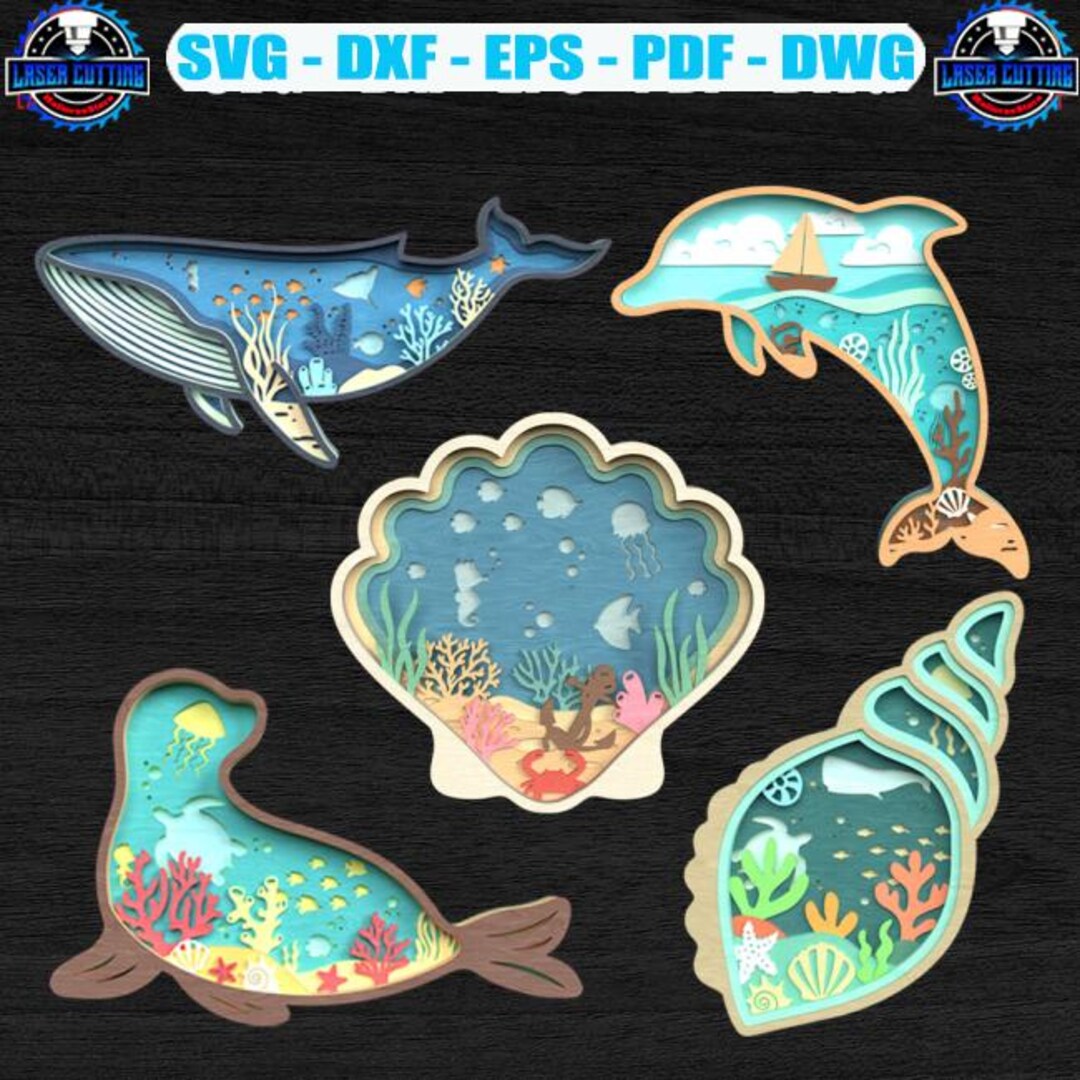Ocean World Laser Cut Bundle, Laser Cut Beach Creatures, Nautical Ocean ...