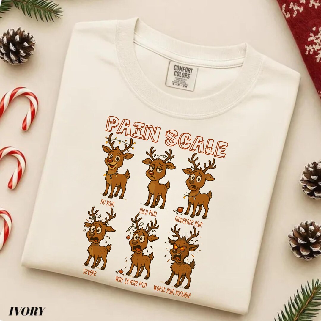 Pain Scale Reindeer Christmas Shirt, Funny Nurse Christmas Sweatshirt ...