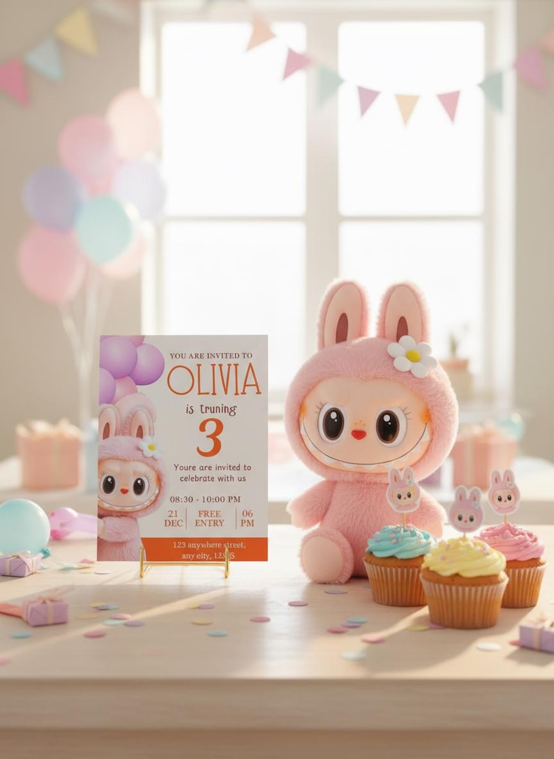 Easy Editable Labubu Birthday Invitation | Kids Party Decor (digital ...