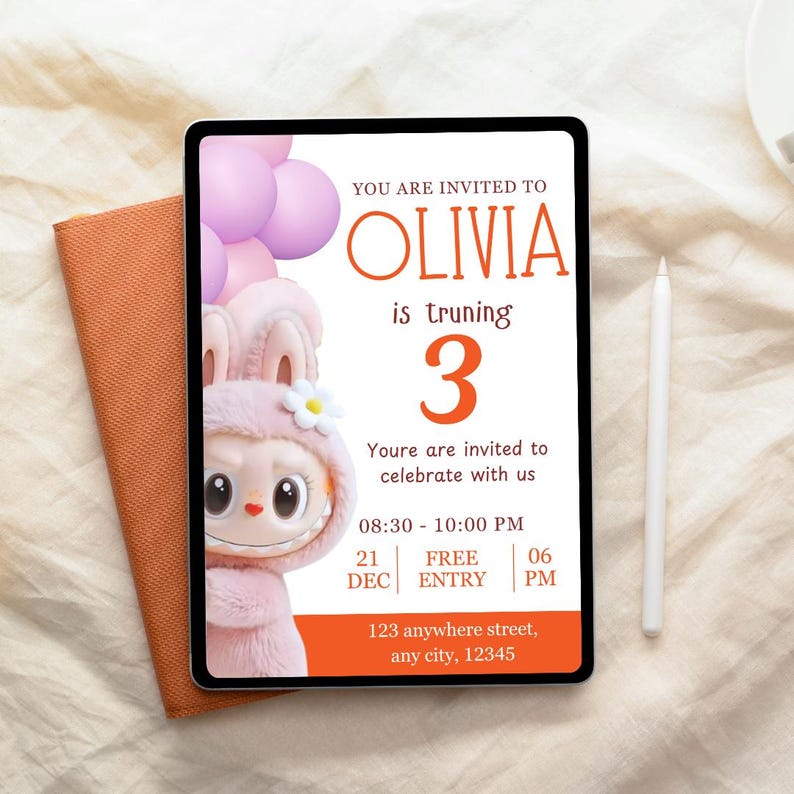 Easy Editable Labubu Birthday Invitation | Kids Party Decor (digital ...
