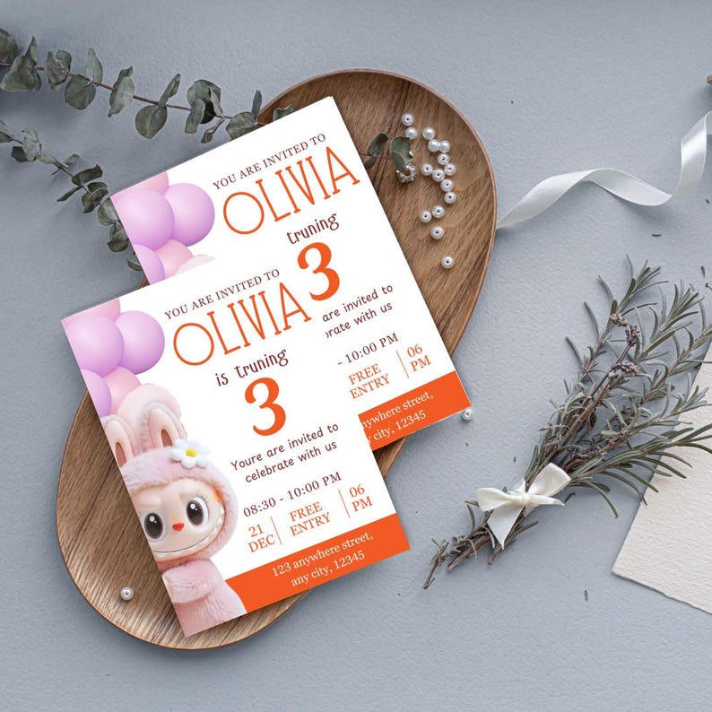 Easy Editable Labubu Birthday Invitation | Kids Party Decor (digital ...