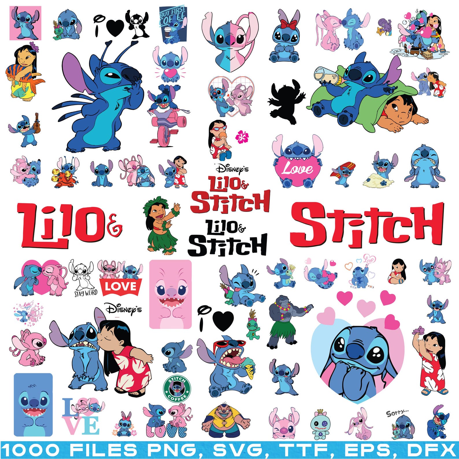 1000 Stitch Bundle, Stitch Png, Stitch Clipart, Stitch Png, Lilo and ...