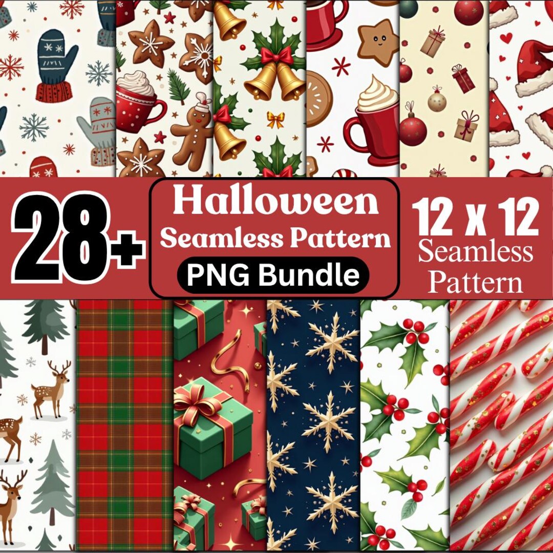 Christmas Digital Paper Mega Bundle: Holiday Seamless Patterns (digital ...