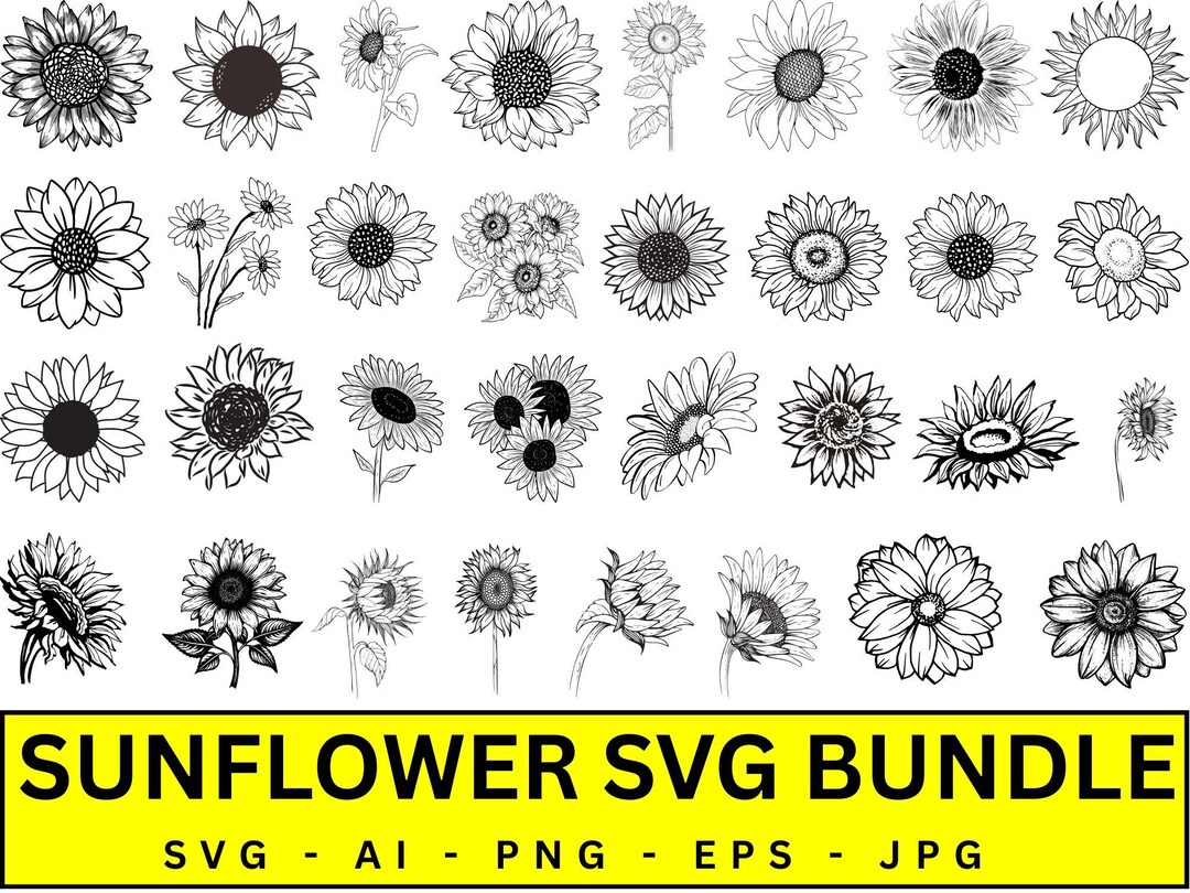 Sunflower SVG Bundle: Clipart, PNG, Sublimation Design (digital ...