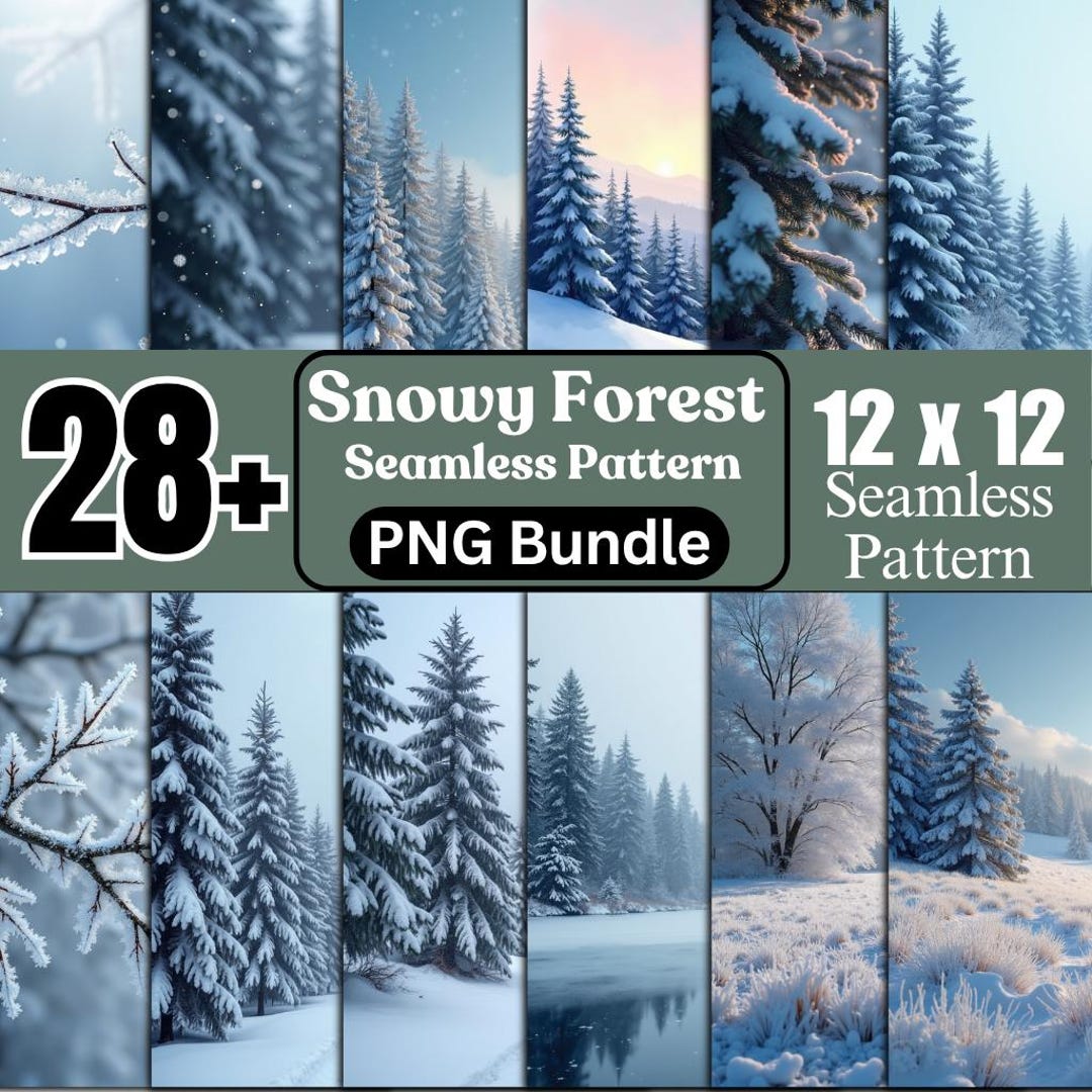 Winter Snow Digital Paper, Fantasy Landscape, Snowflakes, Snowy Forest ...