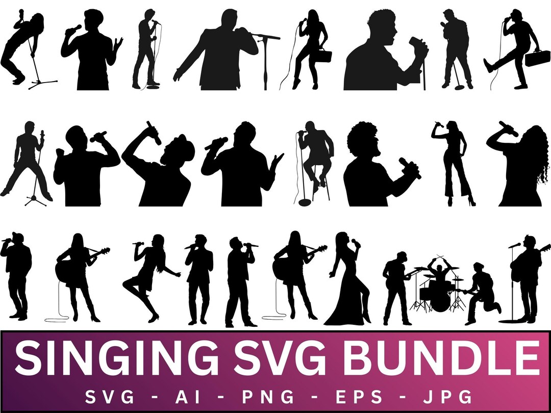 Singer Silhouette SVG Bundle: Music Clipart for Cricut (digital ...