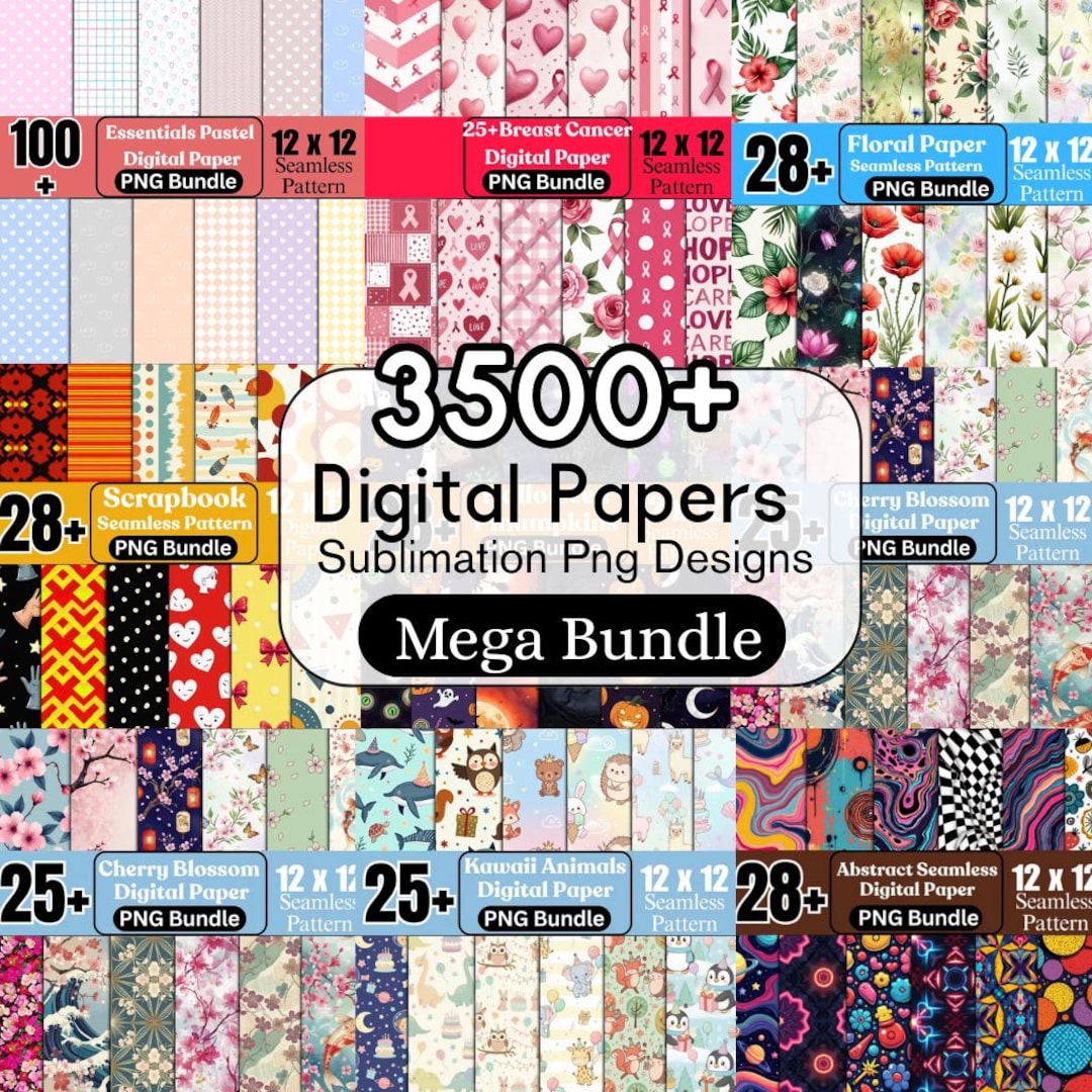 3500+ Digital Paper Mega Bundles, Seamless Pattern Png, Christmas ...