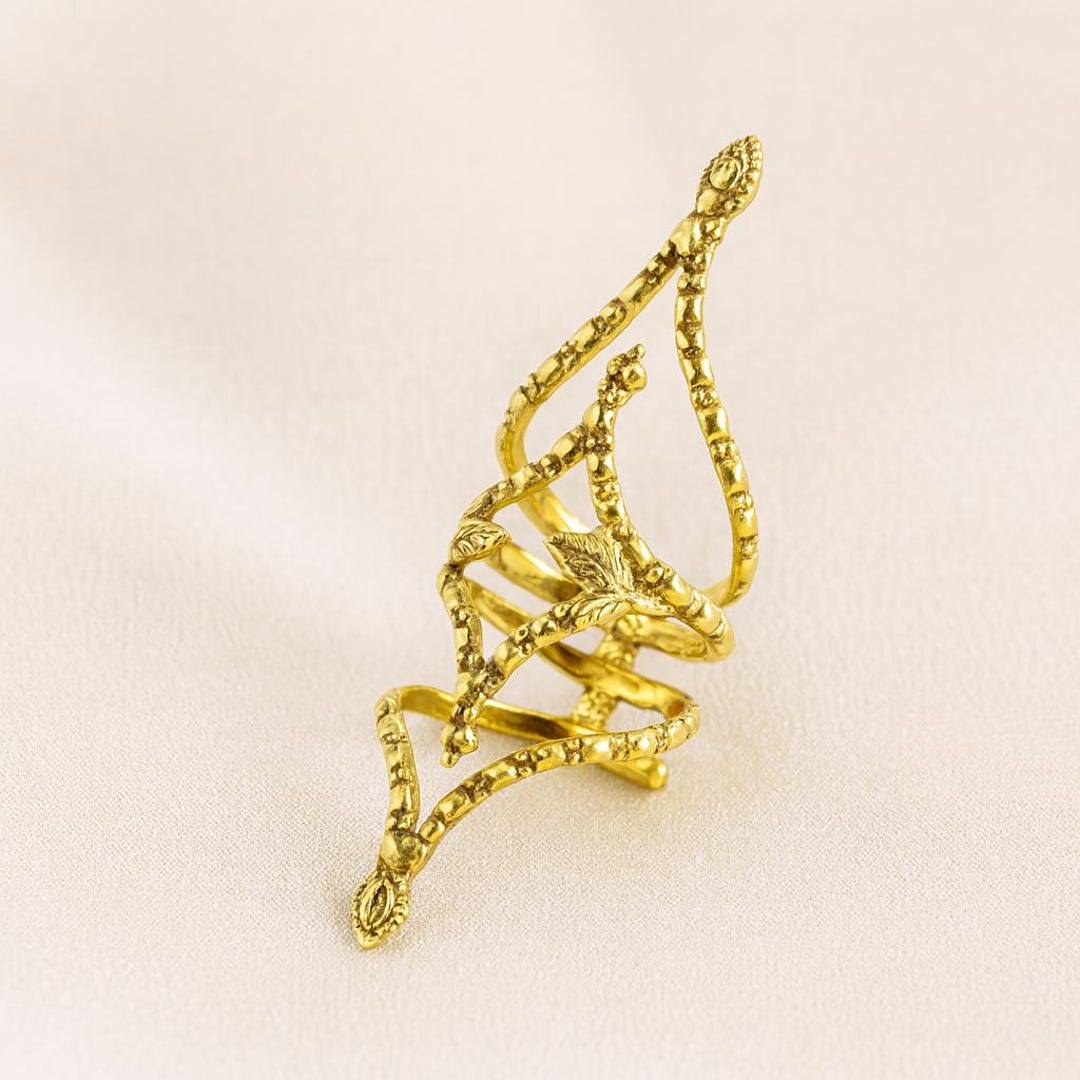 Gold Arthritis Ring – Adjustable Long Statement Ring, Boho Vintage ...