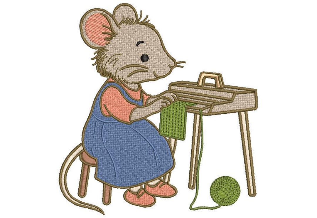 Cute Mouse Knitting Embroidery Design | Animal Stitch Pattern (instant ...