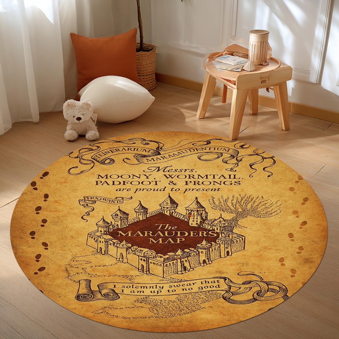 Wizarding World Map Round Rug: Magical Castle Witchcraft, Fantasy ...