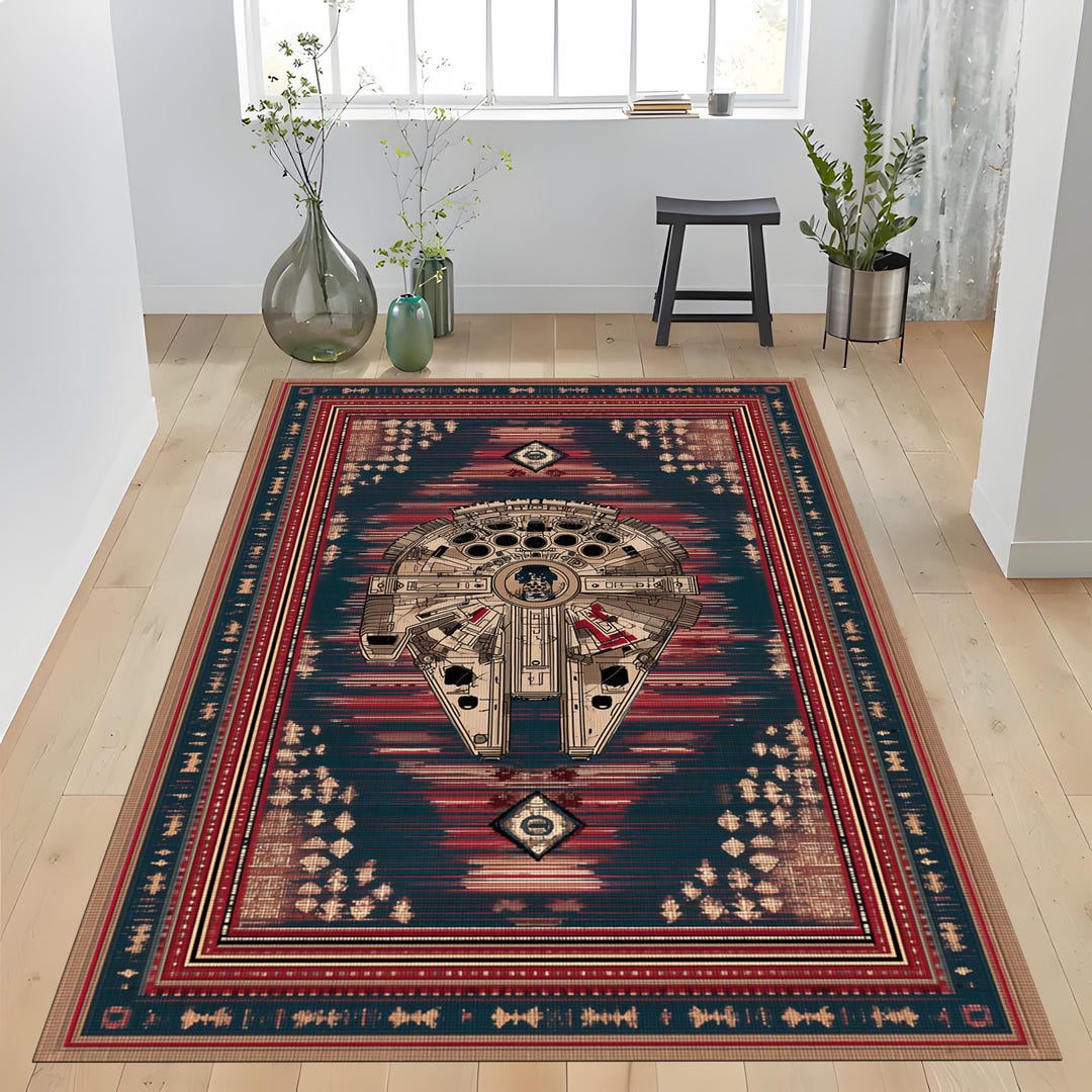 Star Wars Millennium Falcon Rug: Retro Traditional Tribal Pattern ...