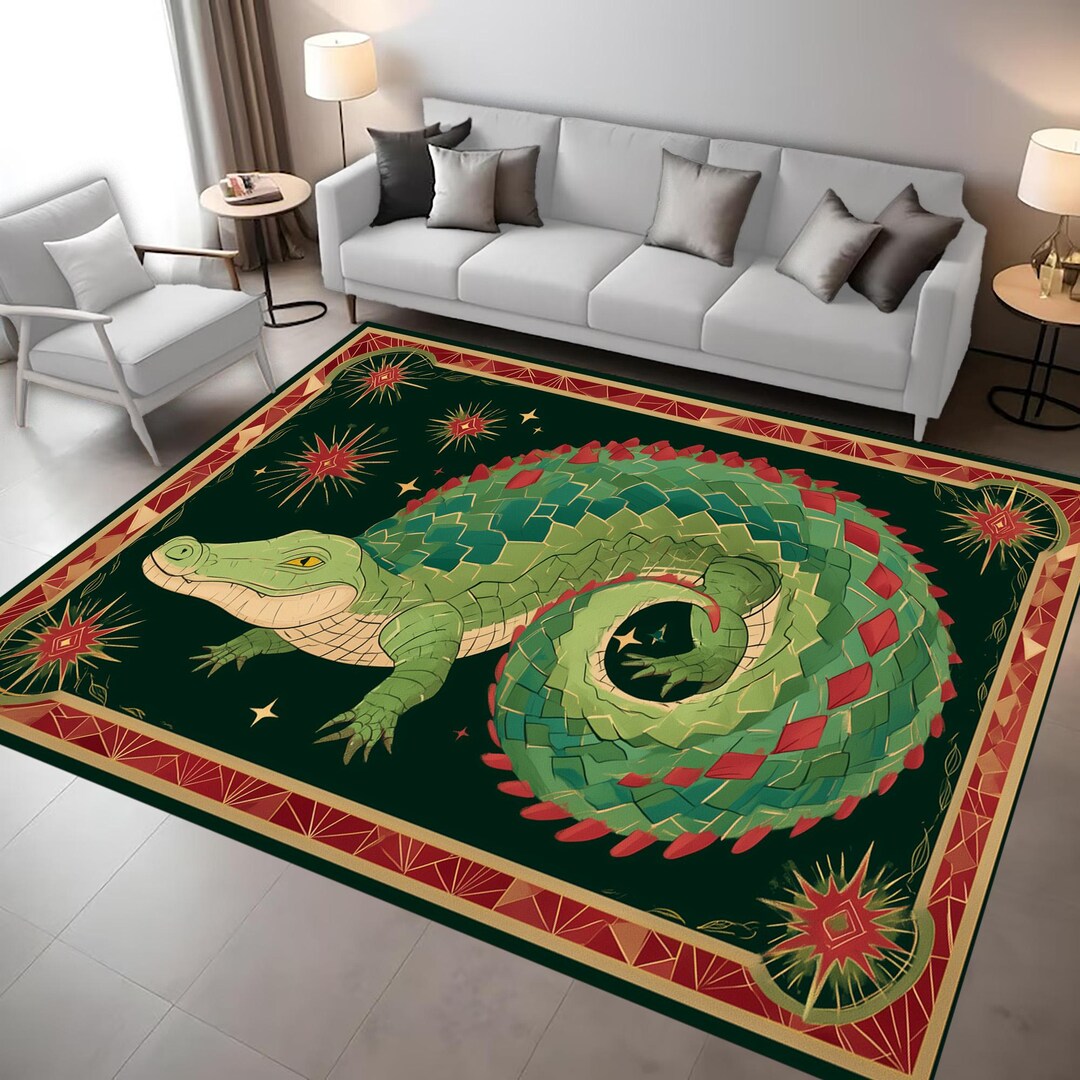 Mythical Dragon Crocodile Fantasy Rug: Artistic Gothic Animal Reptile ...