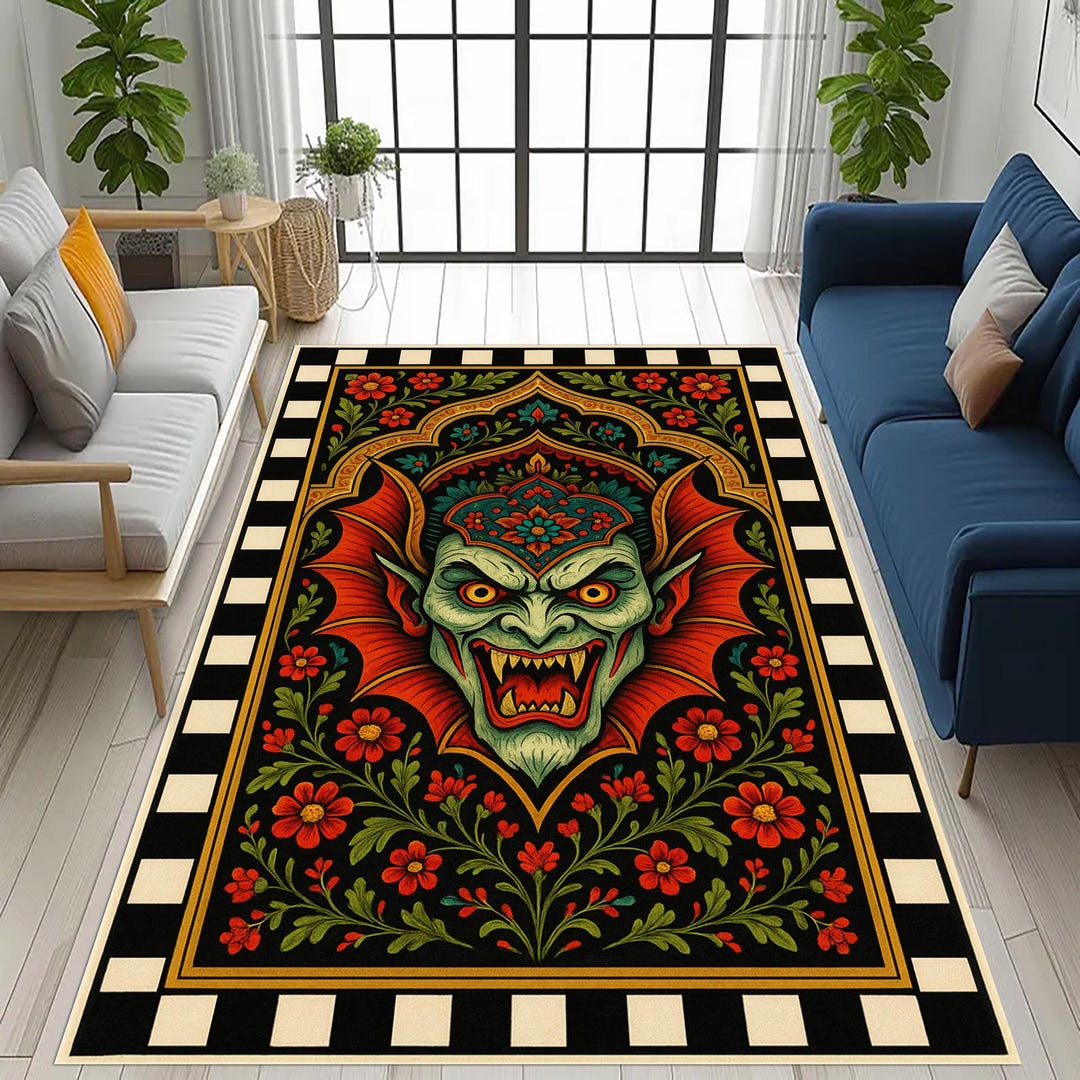 Vampire Face Rug: Gothic Horror Bloodsucker Monster, Spooky Haunted ...