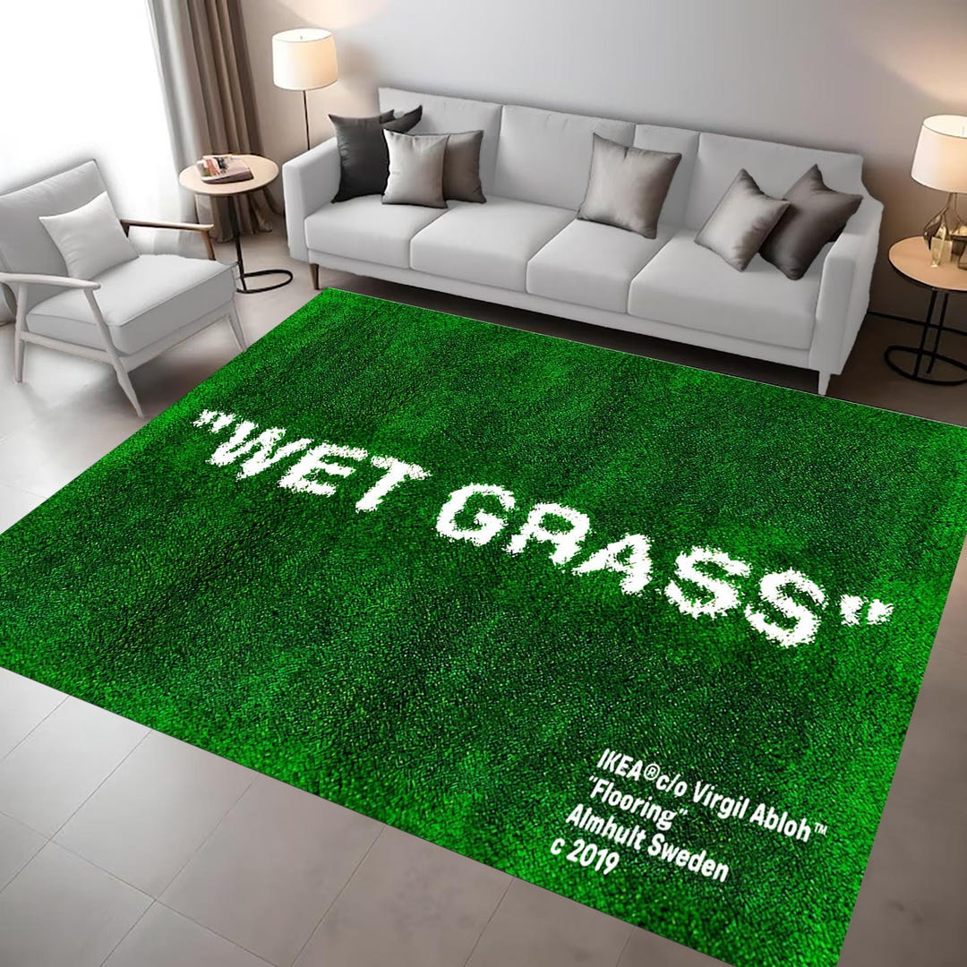 Green Wet Grass Pattern Rug : Lawn Looking Customizable Printed Design ...