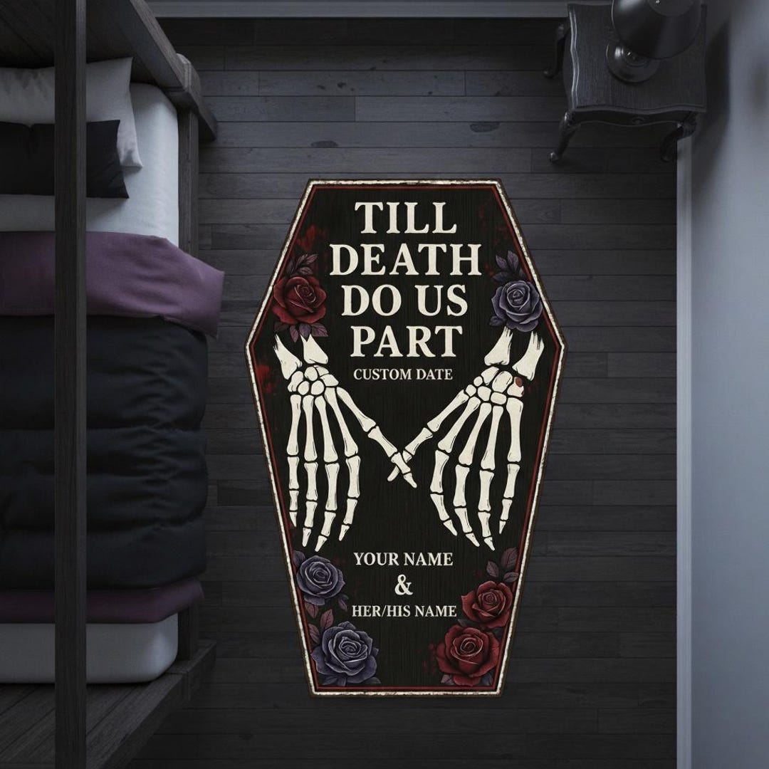 Coffin Shaped Customizable Gothic Wedding Rug: Till Death Do Us ...