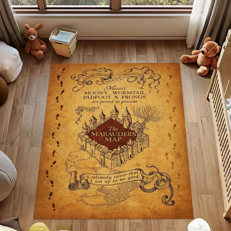 Wizarding World Map Rug: Magic School Castle, Witchcraft Harry Fantasy ...