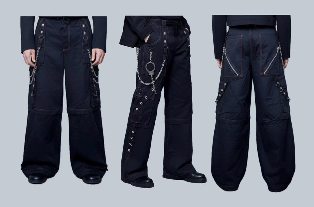 Unisex Tripp Gothic Pant – Grunge Skate Bondage Trousers With Chains ...
