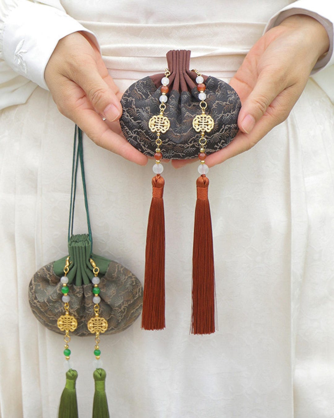 Handmade Chinese Sachet With Ancient Temple Blessed Longevity Talisman ...