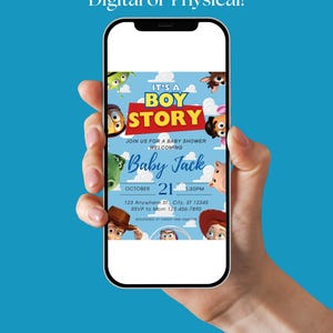 Its a Boy Story Toy Story Baby Shower Party Invitation Editable Canva ...