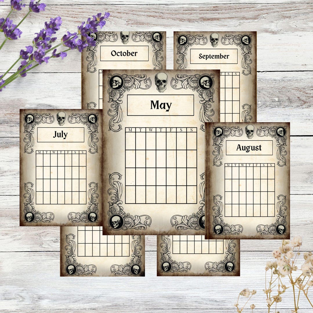 Gothic Perpetual Calendar Printable: A5 A6 Dark Academia Planner (PDF ...
