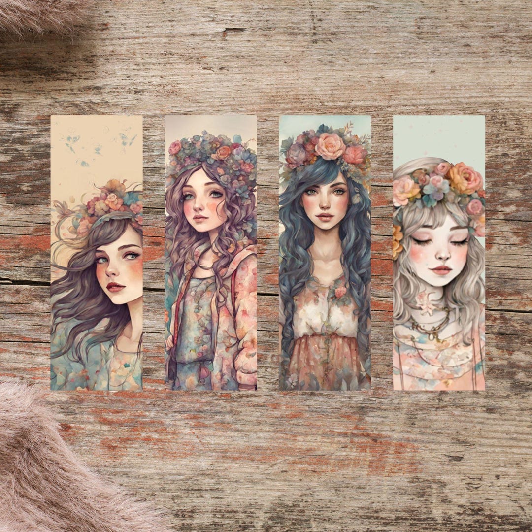 Whimsical Girls Printable Bookmarks 2" X 6" – Set of 4 (digital ...