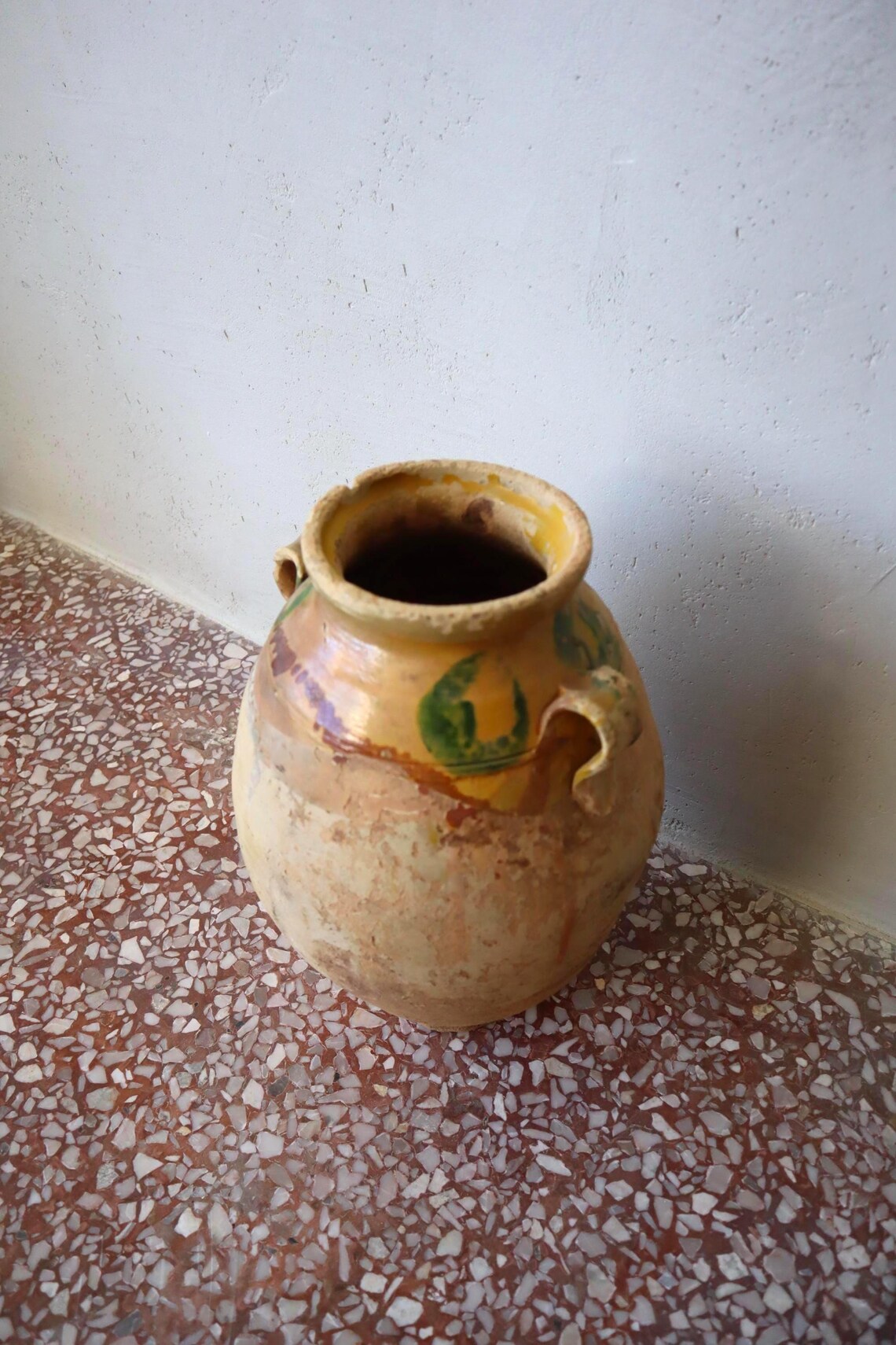 Antique Cretan Olive Jar: Terracotta Amphora Vase, Mediterranean Decor ...