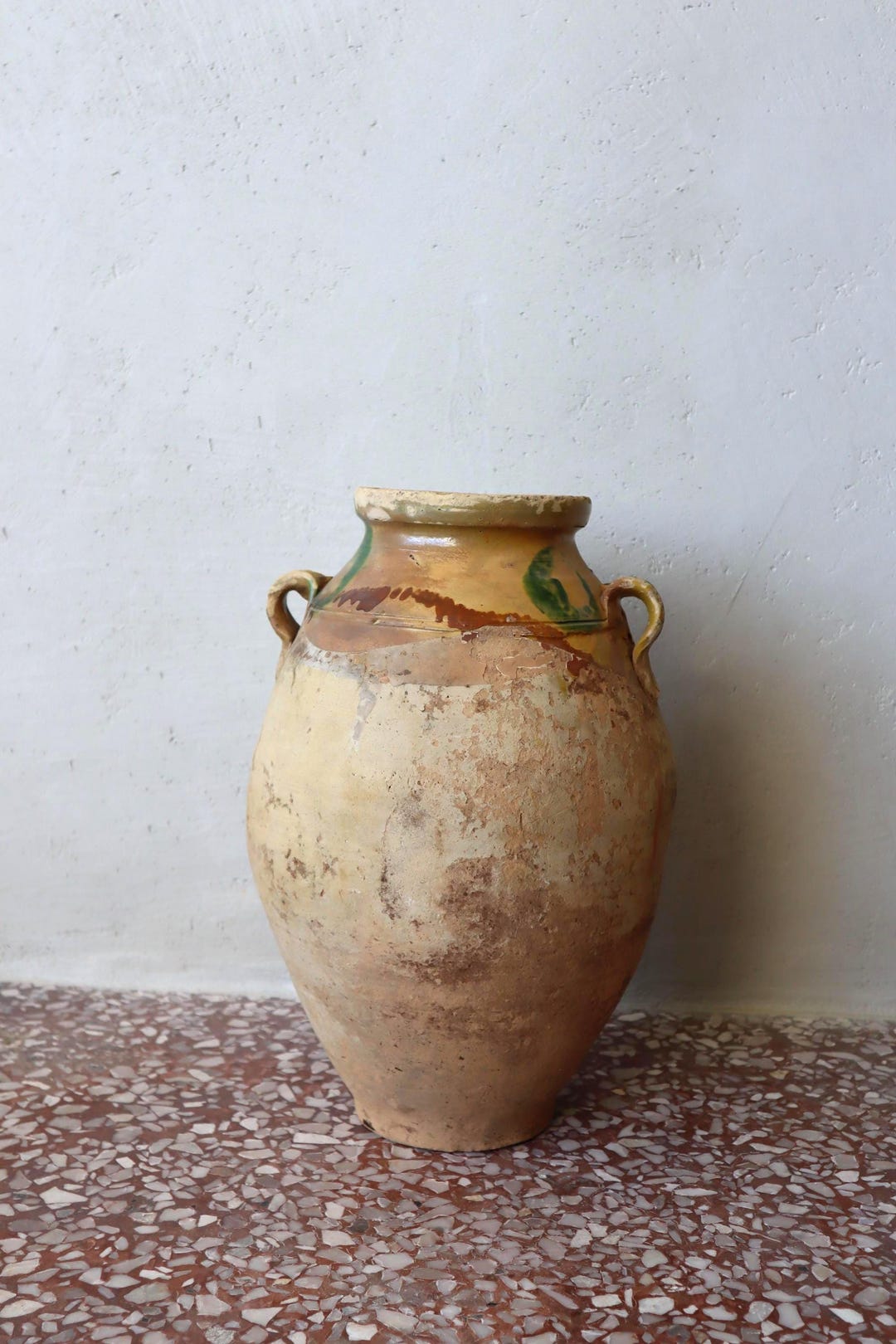 Antique Cretan Olive Jar: Terracotta Amphora Vase, Mediterranean Decor ...