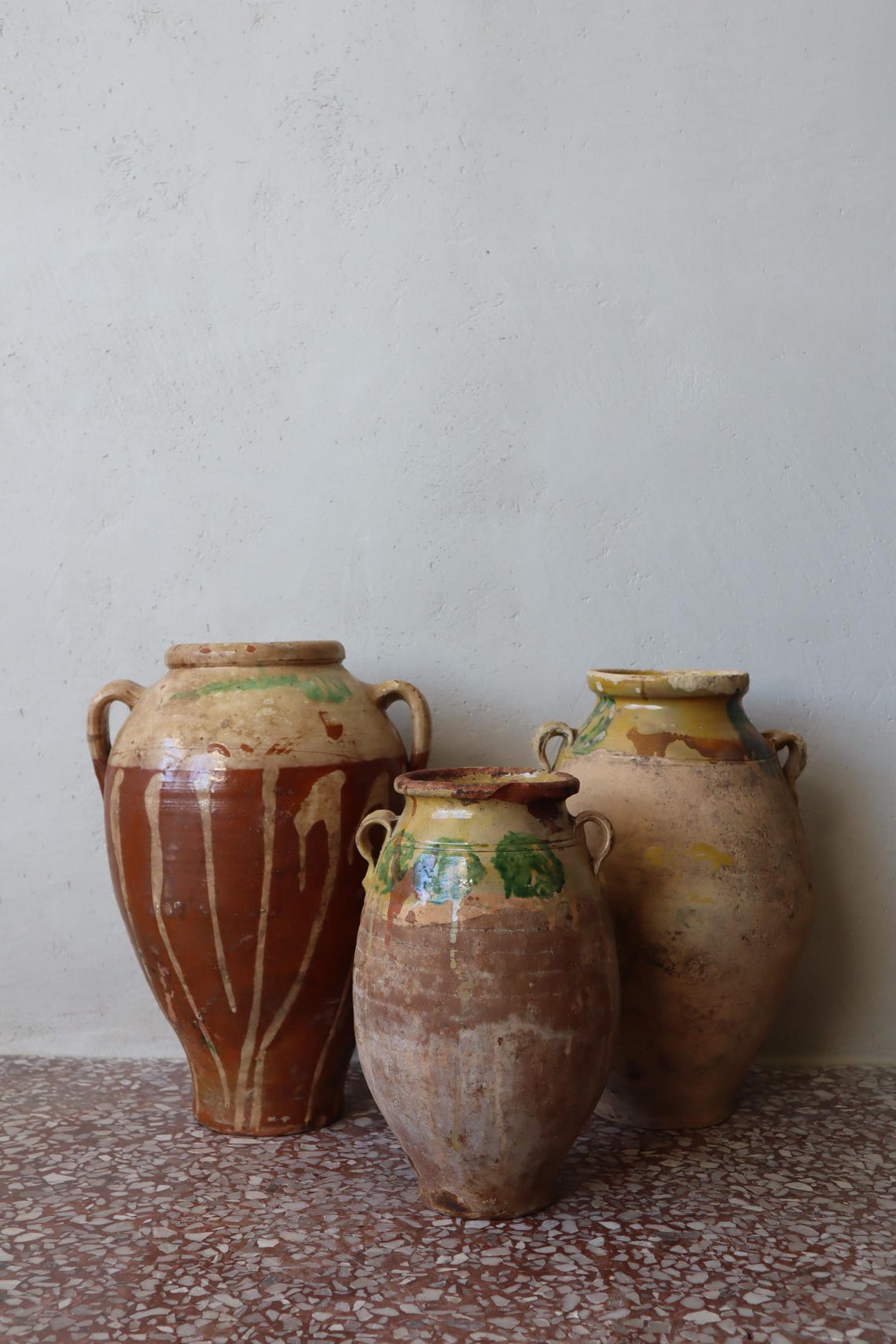 Antique Cretan Olive Jar: Terracotta Amphora Vase, Mediterranean Decor ...