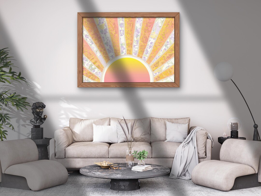 Airbnb Wall Decor Printable Sunrise Boho Sun Poster Modern Rental ...