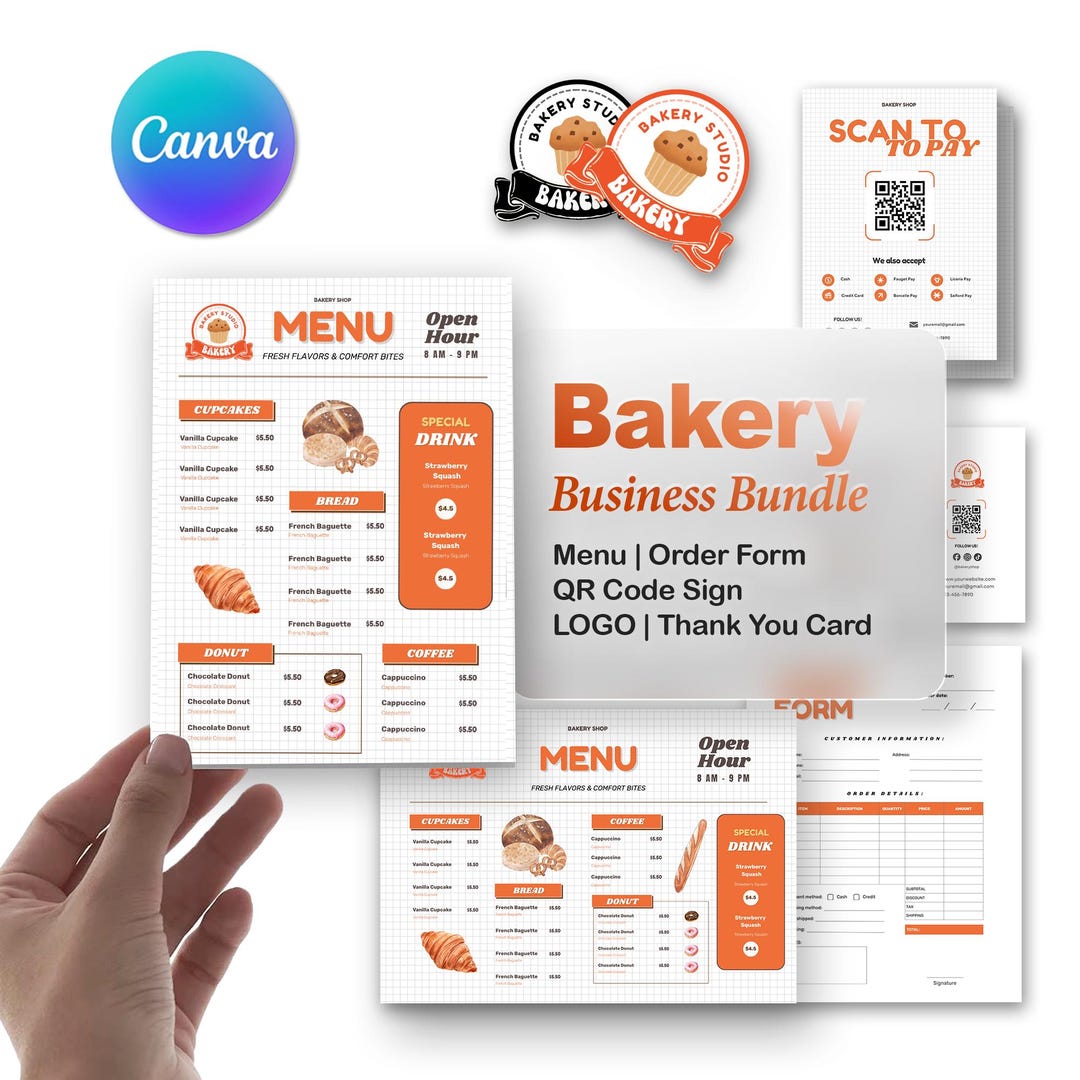 Editable Bakery Canva Template | Cake Order Form | Bakery Menu | Bakery ...