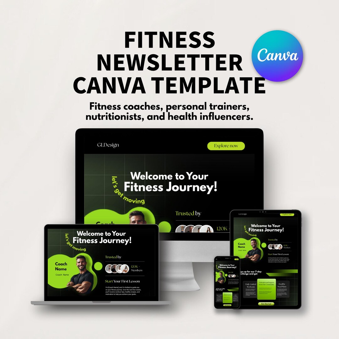 Fitness Newsletter Canva Template: Health Coach Email Design - Etsy