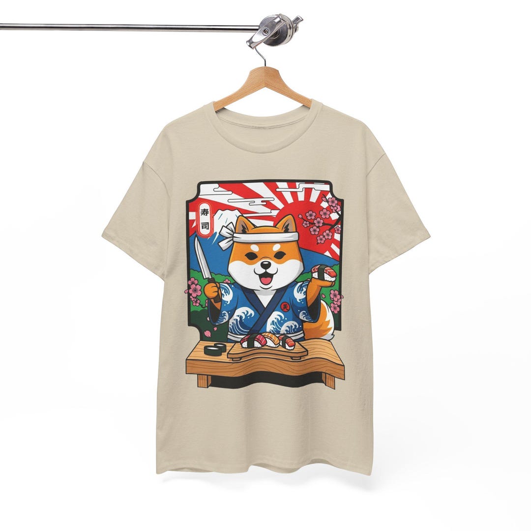 Kawaii Sushi Chef Shiba Inu T-shirt | Dog Chef Vector Illustration Cute ...