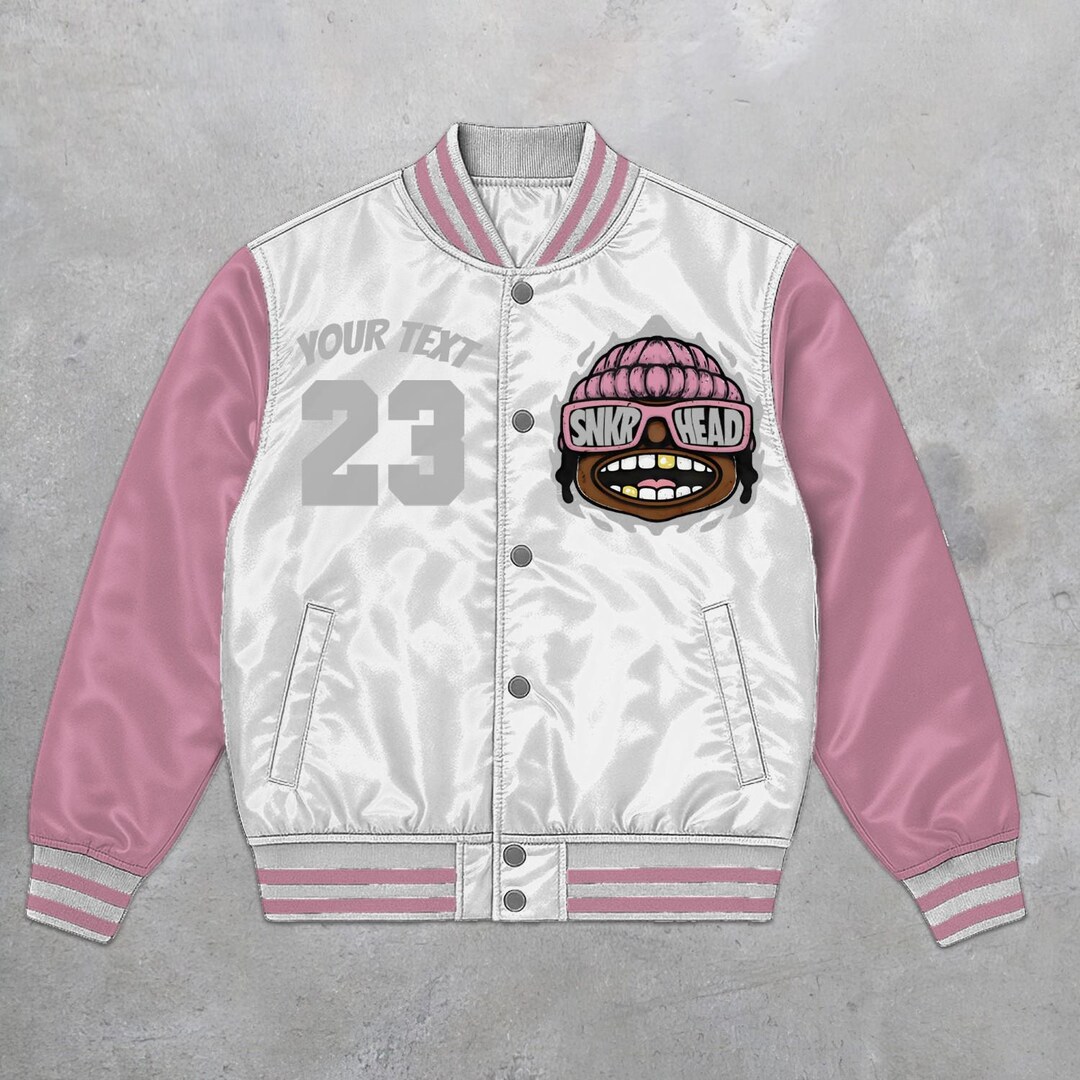 AJ 5 Medium Soft Pink 5s 35th Varsity Jacket, Sneakerhead Big Face ...