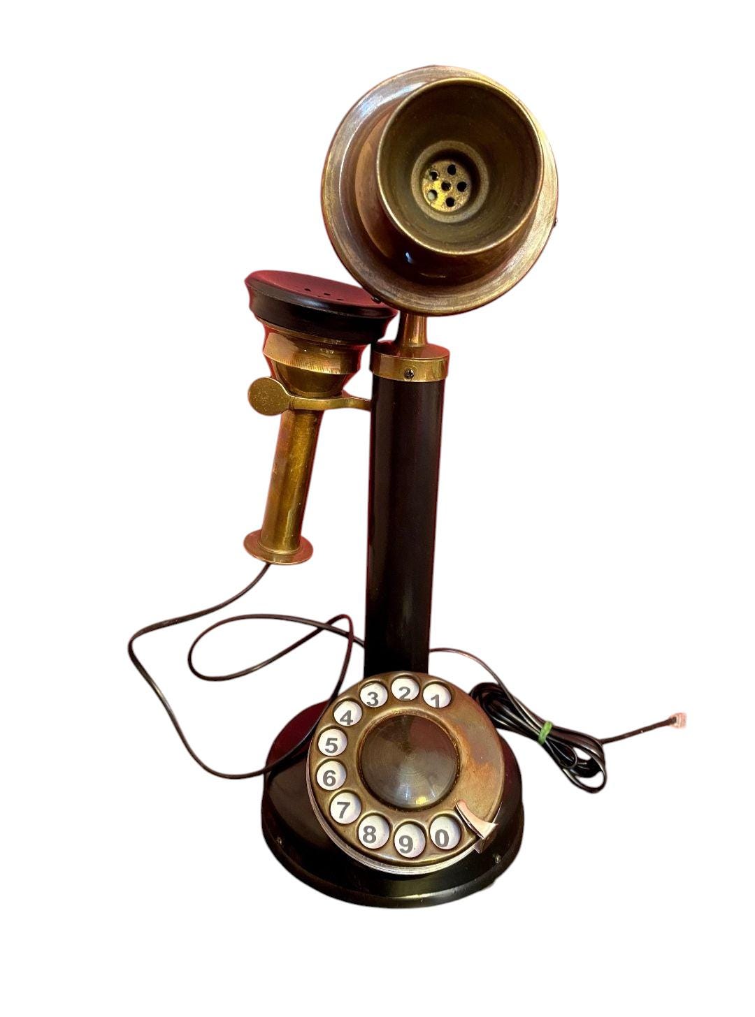 Vintage Candlestick Rotary Telephone | Retro Brass Desk Phone | Antique ...