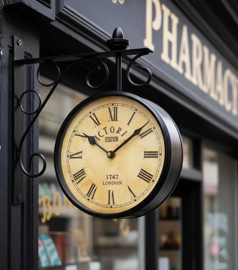 Antique Style Double Sided Clock | Victoria London Railway Wall Decor ...