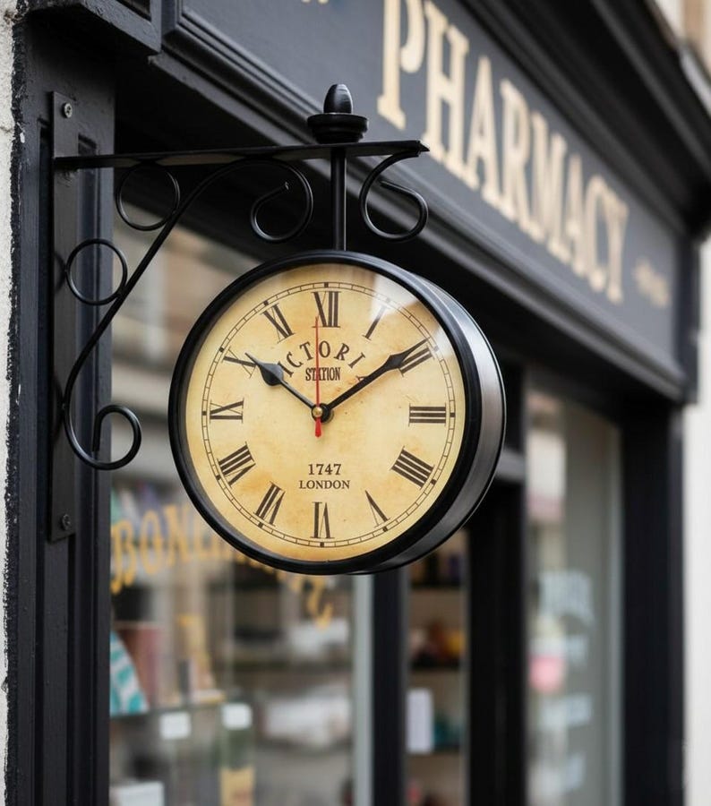 Antique Style Double Sided Clock | Victoria London Railway Wall Decor ...