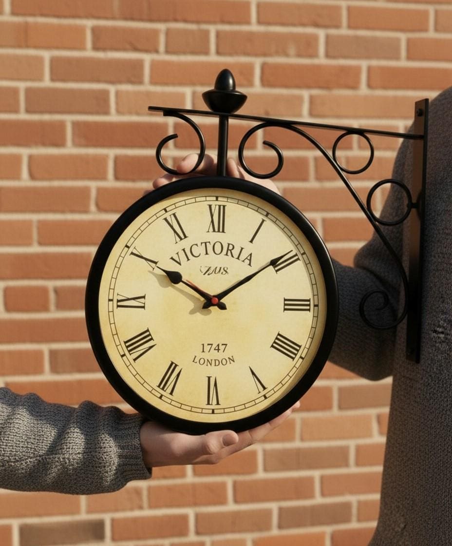 Antique Style Double Sided Clock | Victoria London Railway Wall Decor ...