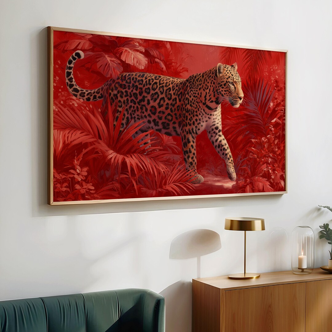 Leopard Print for Wall Decor, Red Jungle Cheetah Print for Home Decor ...