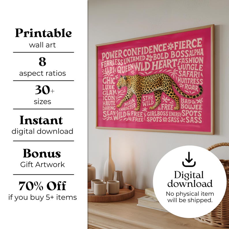 Printable Wall Art, Leopard Poster for Wall Decor, Affirmation Wall Art ...