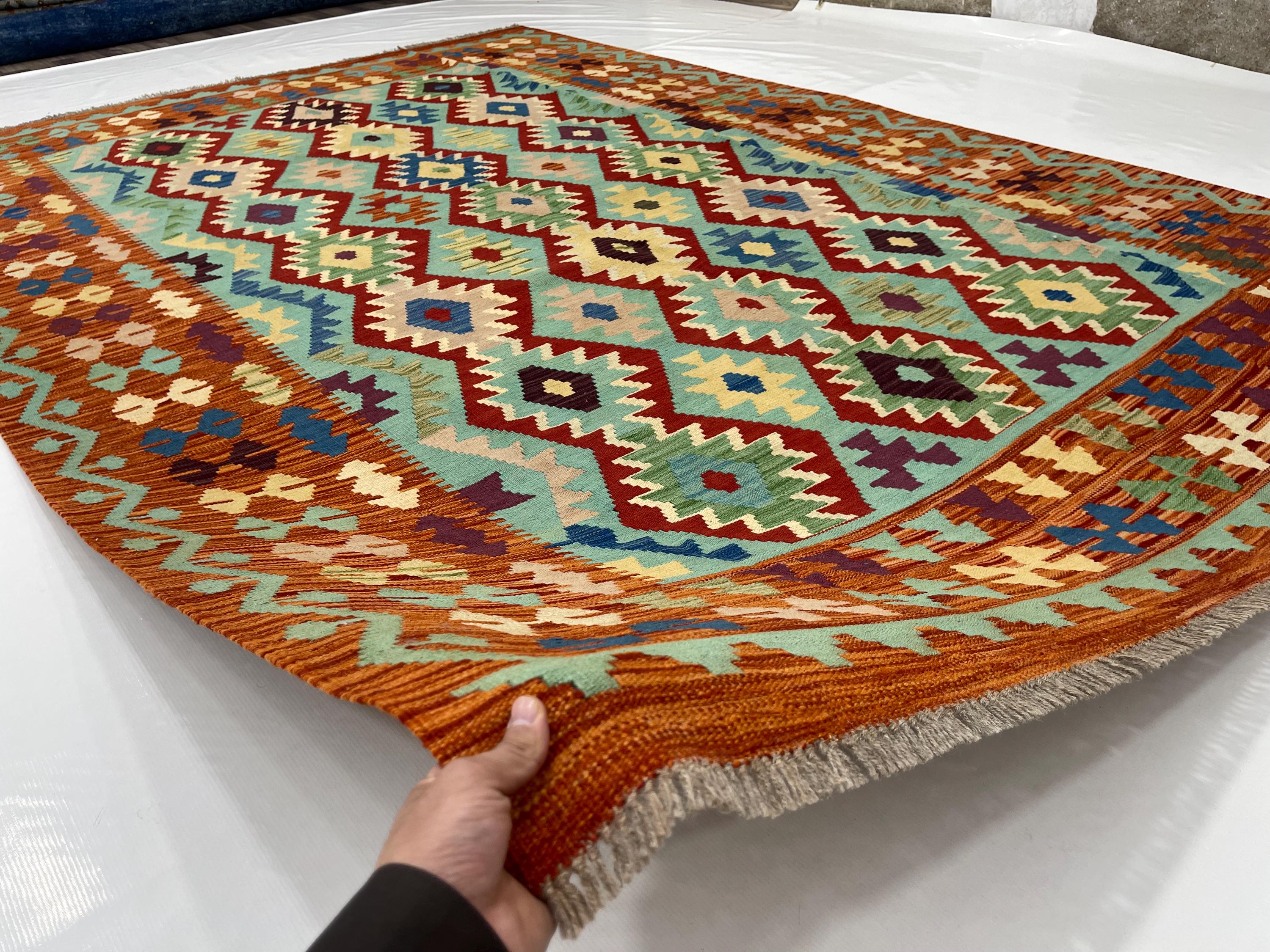 Afghan Kilim Rug 7x10 Ft: Hand-knotted Wool Chobi Design - Etsy