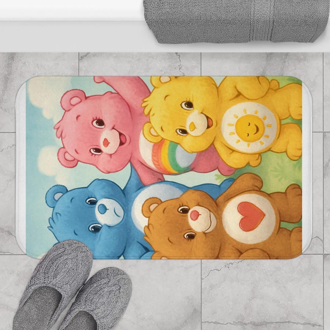 Cozy Care Bear Bath Mat - Whimsical Bathroom Decor, Cute Rug for Kids ...