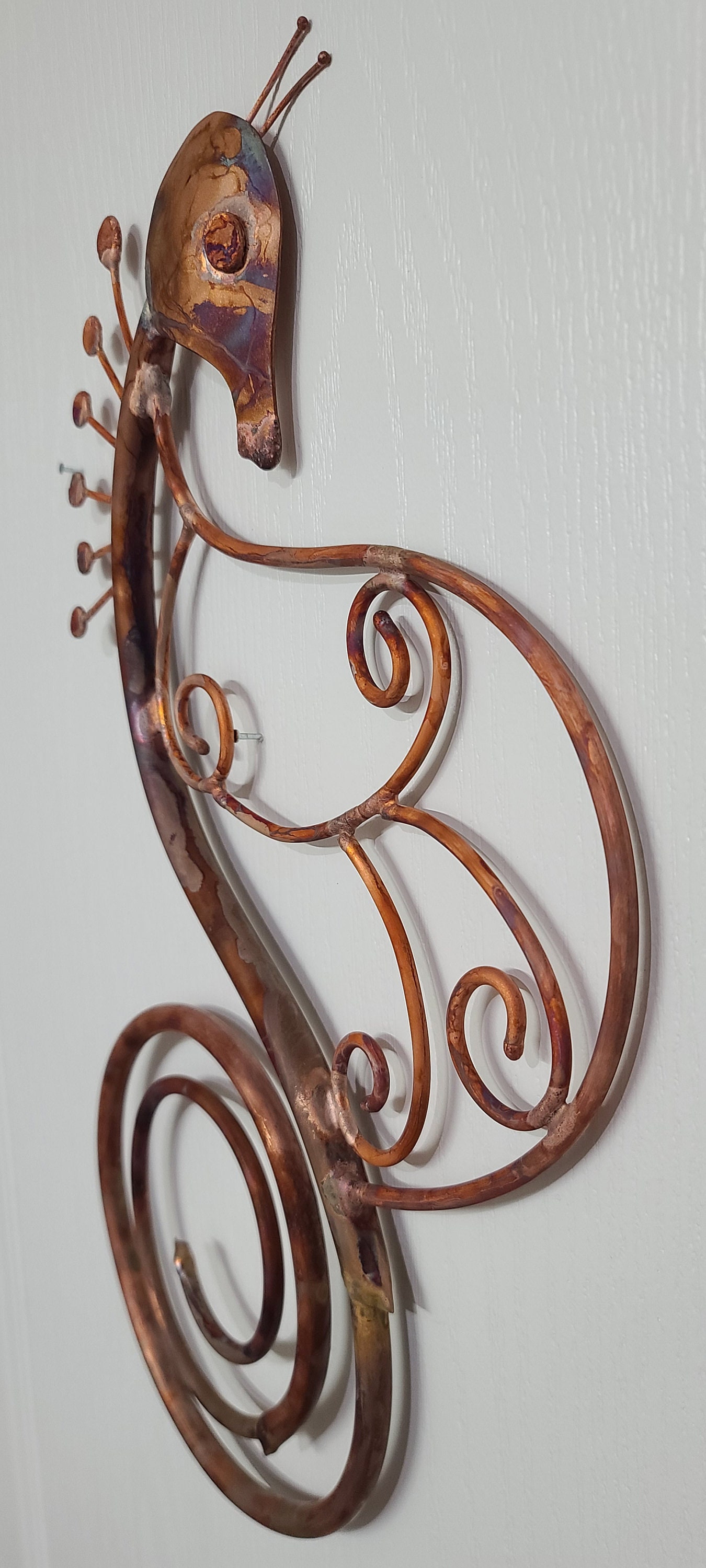 Copper Seahorse Metal Wall Decor/hand Crafted Coastal Art/nautical ...