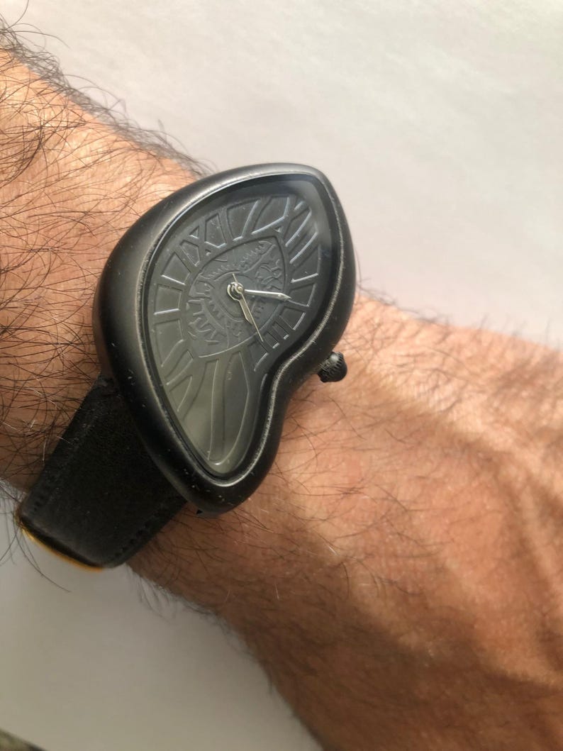 Black Orologio Surrealist Art Design Skeleton Watch Art Liquid Time ...