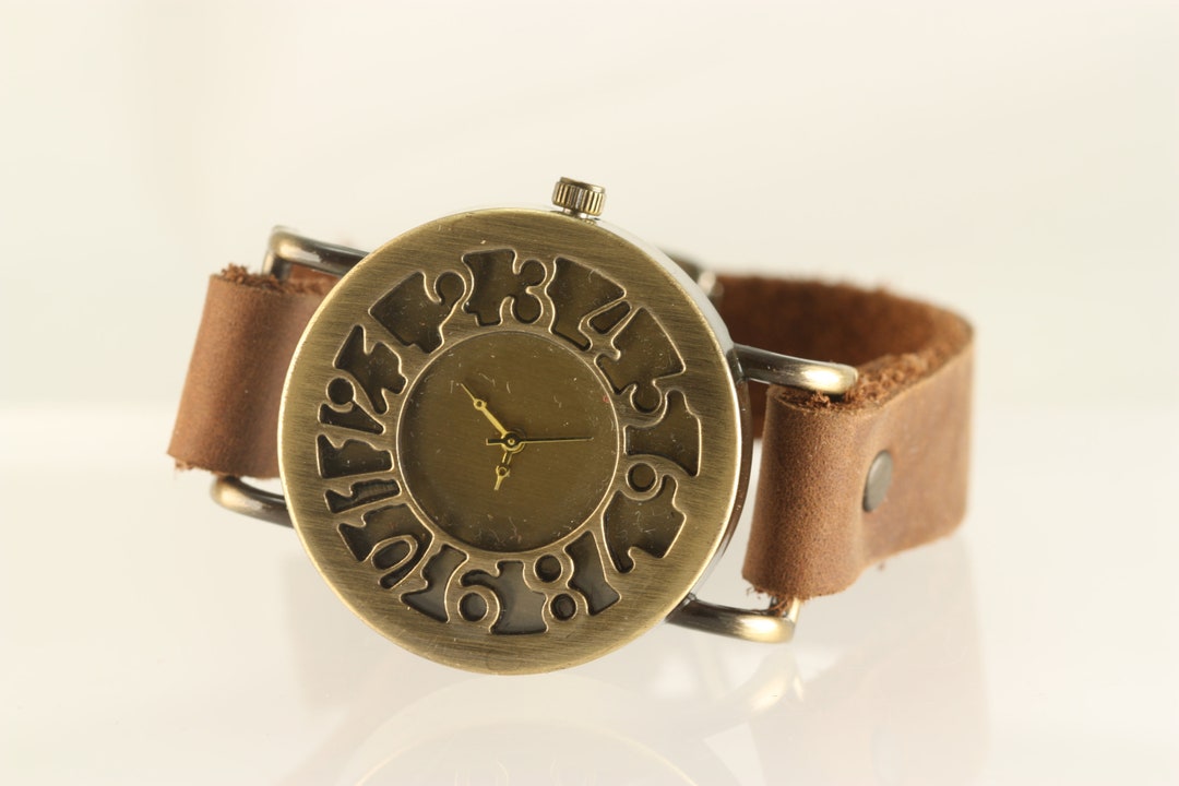 Snake Brown Leather Wrap Around Watch, Silver and Gold Bronze Wrist ...