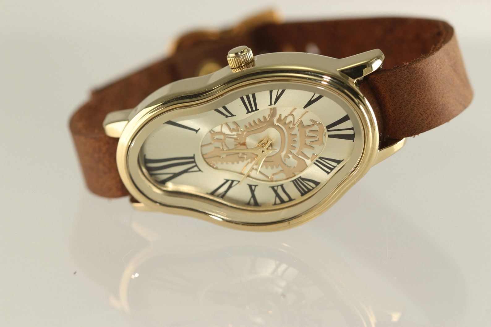 Gold Salvador Dali Inspired Brown Leather Wrap Watch Dali | Etsy