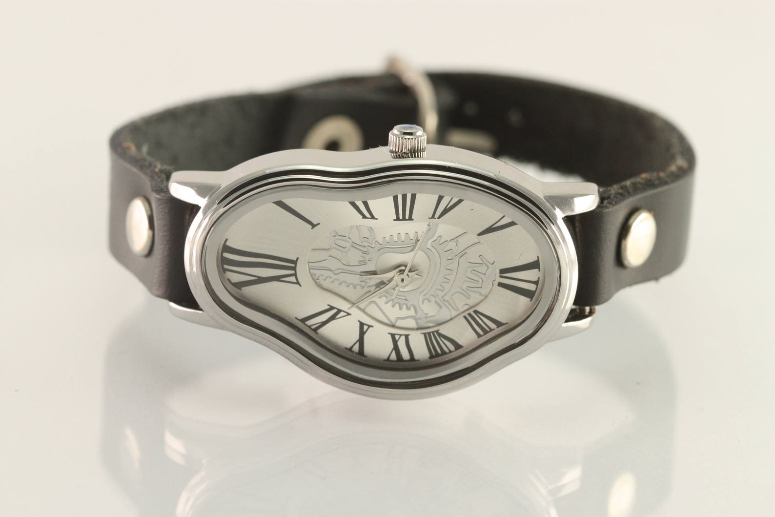 Gold Salvador Dali Inspired Brown Leather Wrap Watch, Dali Melting Time ...