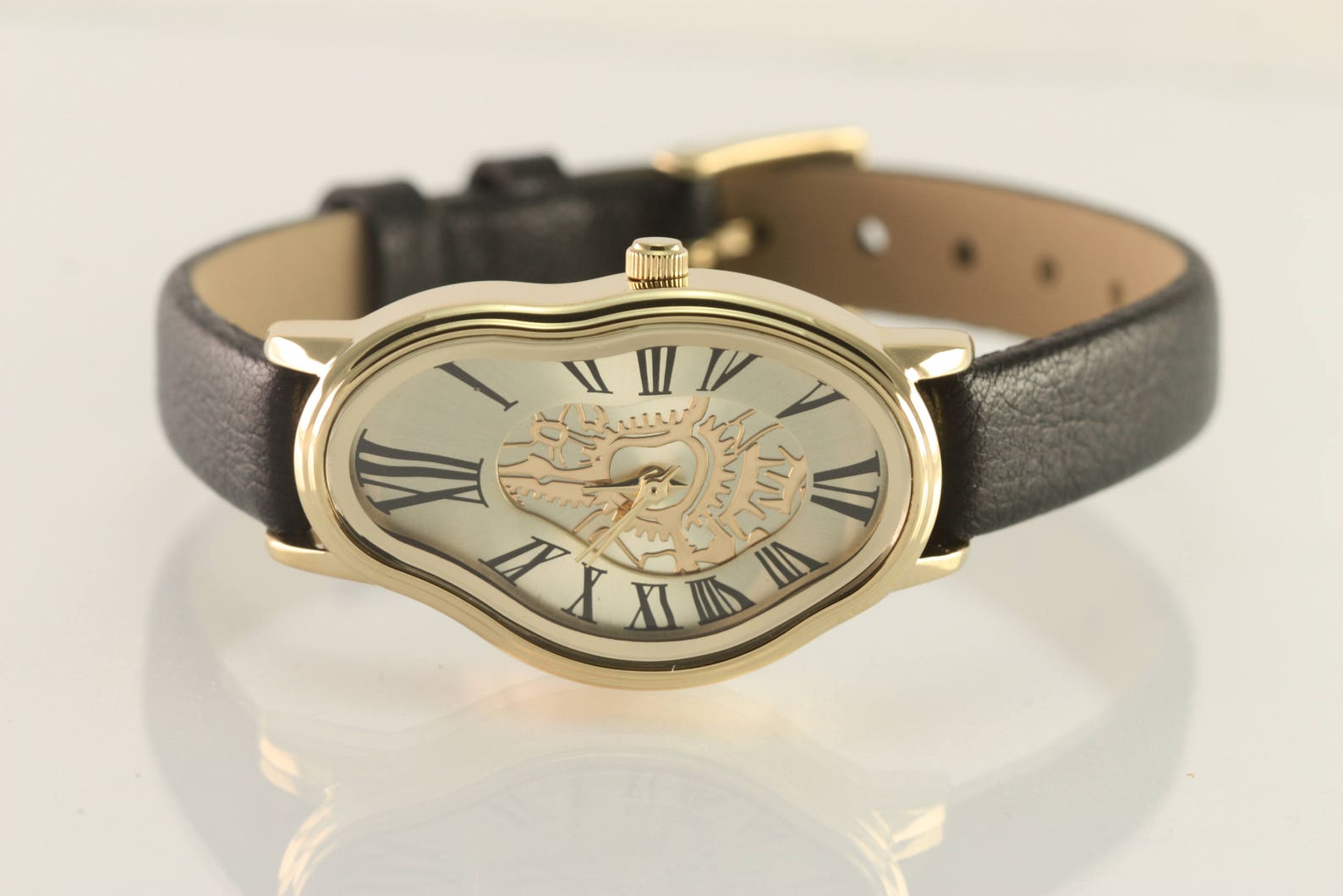 Gold Salvador Dali Inspired Lady Womens Leather Wrap Watch, Dali ...