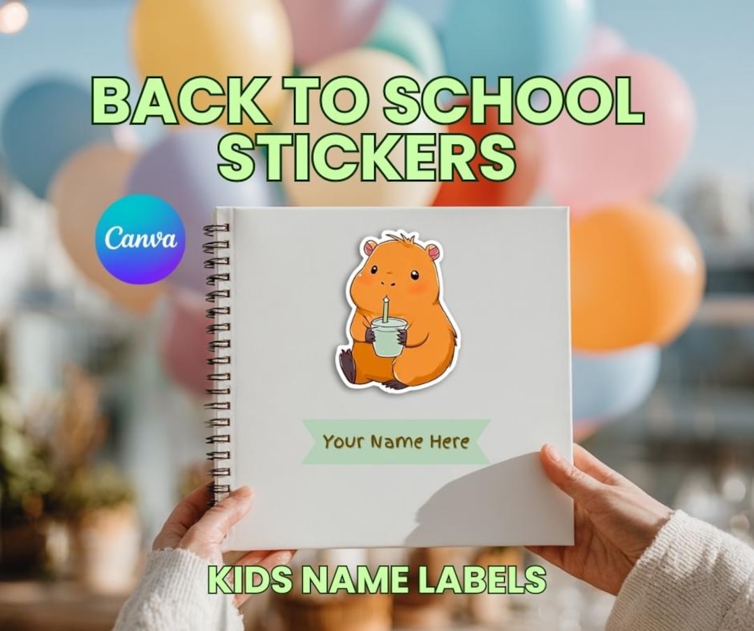 Kawaii Capybara Sticker & Name Label Pack - Editable Digital Download ...